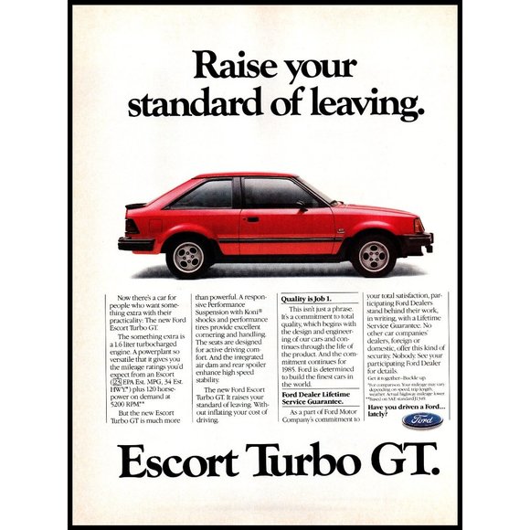 Ford | Art | 985 Ford Escort Gt Red Hatchback Vintage Print Ad 8s Car ...